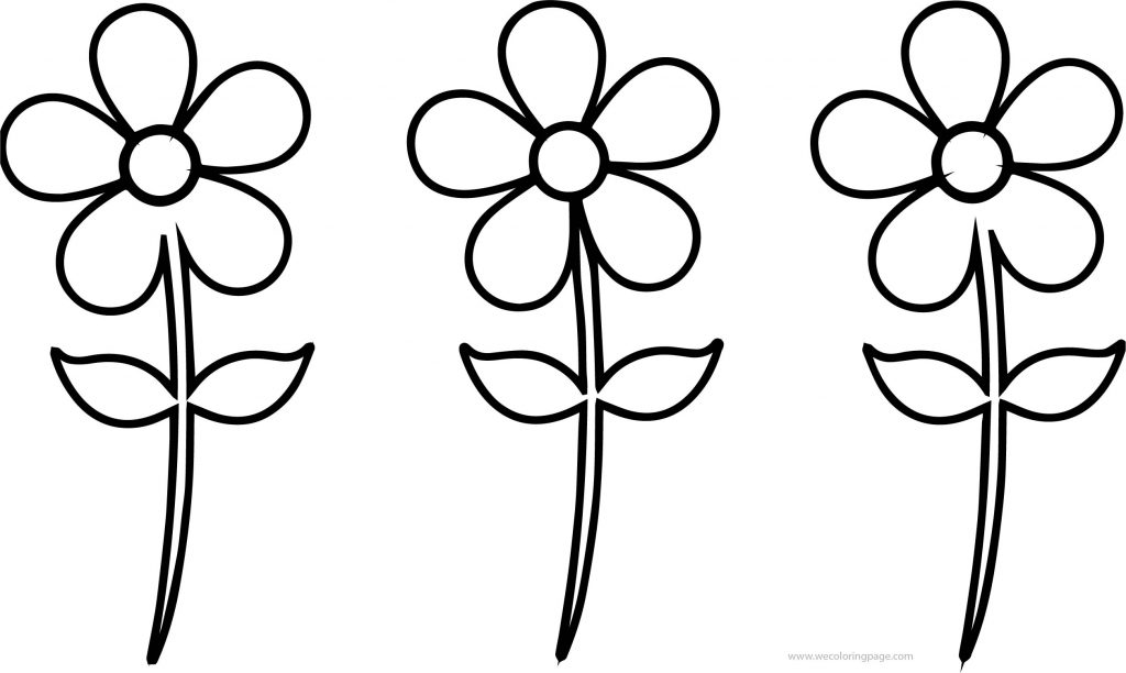 Spring Three Flower Coloring Page - Wecoloringpage.com