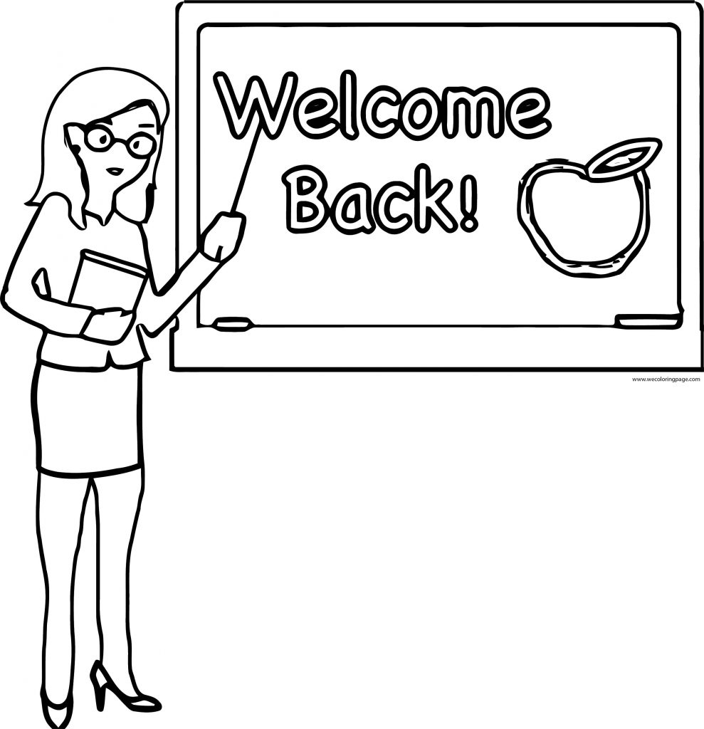 English Teacher Welcome Back Apple Coloring Page - Wecoloringpage.com