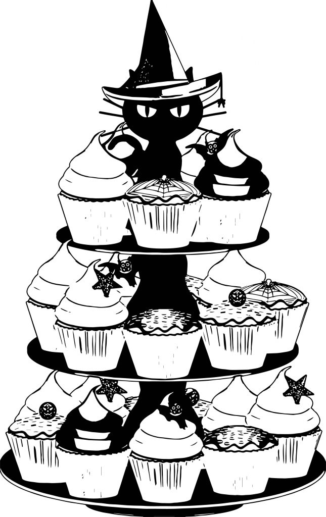 Cupcake Halloween Coloring Page - Wecoloringpage.com