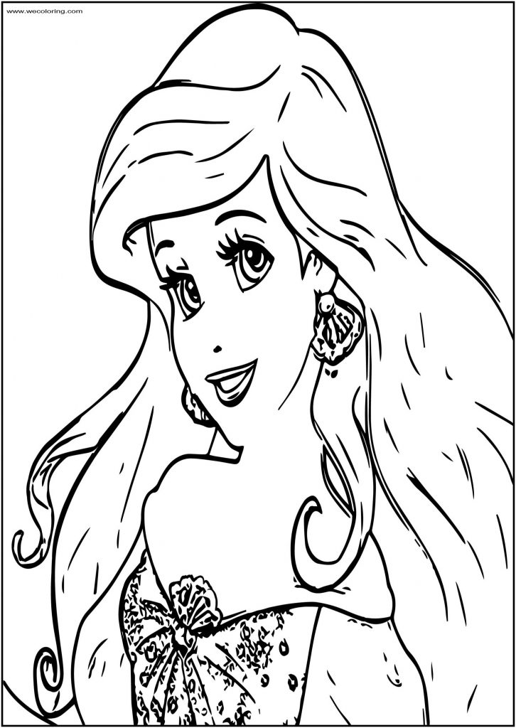Big Face Ariel Mermaid Free Printable Coloring Page - Wecoloringpage.com